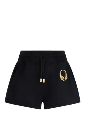 Roberto Cavalli Tiger Motif Drawstring Shorts - Black