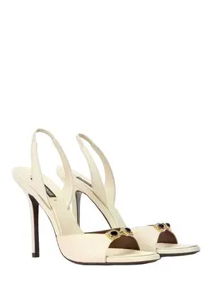 Roberto Cavalli Jeweled Pleated Sandals - Neutrals