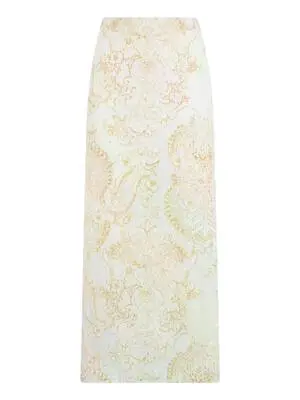 Roberto Cavalli Devoré Barocco Skirt - Neutrals