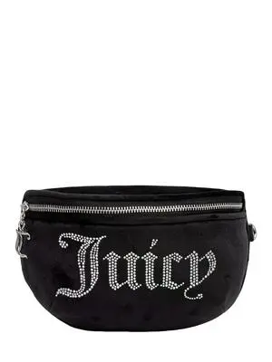 Juicy Couture Rhinestone Logo Velvet Belt Bag - Black