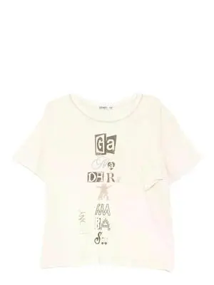 OPEN YY Graphic Print Cotton-blend T-shirt - Neutrals