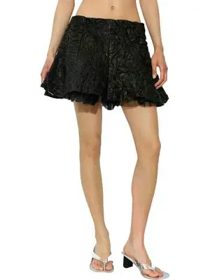 AVAVAV Crinkled Tulle Trim Mini Skirt - Black