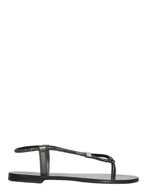 NICOLAS LAINAS Crystal Embellished Thong Sandals - Black
