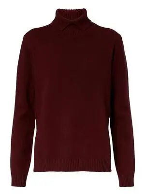 JIL SANDER Wool Turtleneck Sweater - Burgundy