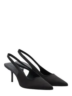 Max Mara Satin Slingback Pumps - Black