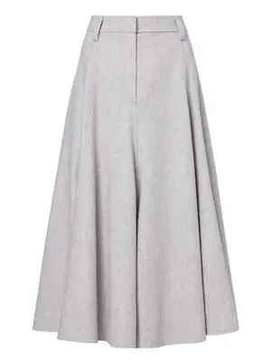 Brunello Cucinelli Virgin Wool Midi Skirt - Grey