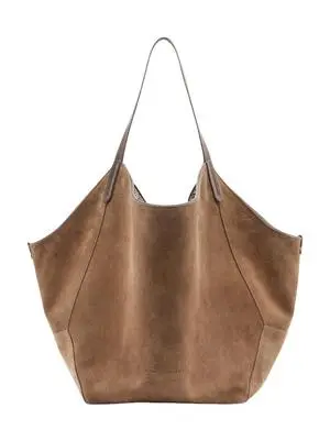 Brunello Cucinelli Monili Reversible Suede Tote Bag - Beige