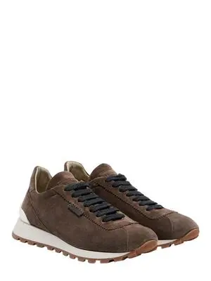 Brunello Cucinelli Monili Suede Sneakers - Grey