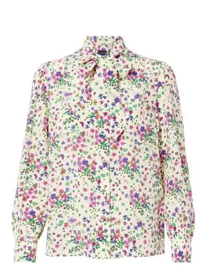 Gucci Silk Floral Tie-neck Shirt - Multicoloured