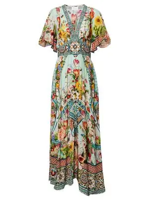 Camilla Embellished Floral Silk Maxi Dress - Multicoloured