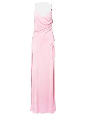 Versace Versace Medusa Gathered Jersey Gown Pink