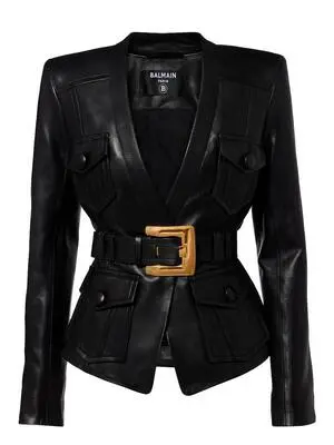 BALMAIN Balmain Belted Leather Jacket