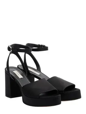 TOTEME Satin Platform Sandals - Black