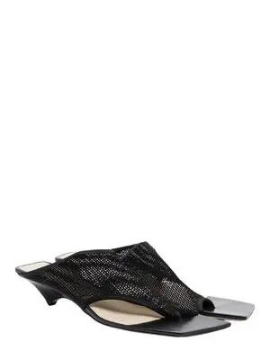 CHRISTEN Edge Stretch Leather-trimmed Mesh Mules - Black