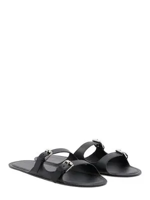 CHRISTEN Double Belt Leather Sandals - Black