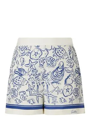 Simkhai Keaton Printed Linen-blend Shorts - Blue