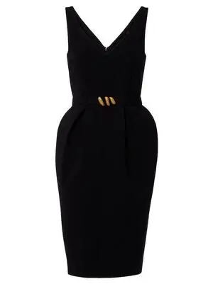 Max Mara Belted Cady Midi Dress - Black