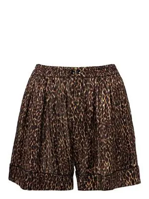 Saint Laurent Leopard-print Silk Shorts - Brown