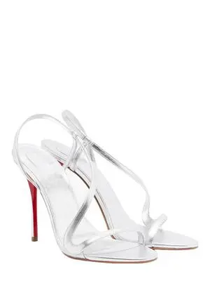 CHRISTIAN LOUBOUTIN Miss Z Metallic Leather Slingback Sandals - Silver