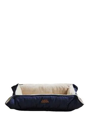 A.p.c. Logo Embroidered Denim And Faux Fur Dog Bed - Blue