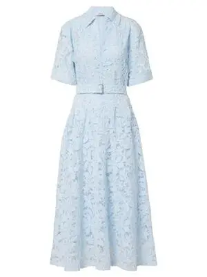Simkhai Deanna Lace Guipure Cotton Midi Dress - Blue