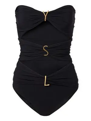 Saint Laurent Embellished Cutout Swimsuit - Black