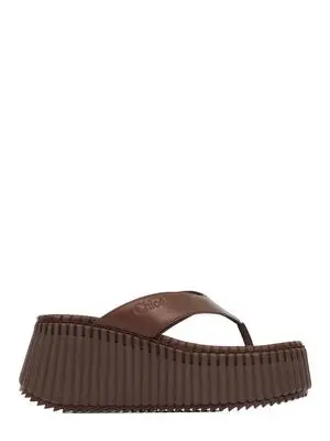 Chloé Nama Wedge Slides - Sharp Brown