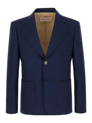 Valentino Garavani Navy Blazer With Gold Tone Detailing - Multicolor