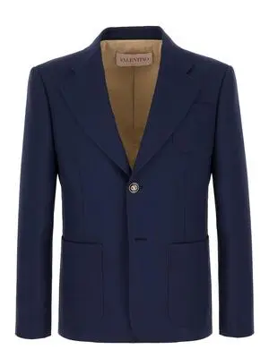 VALENTINO VALENTINO GARAVANI Navy Blazer With Gold Tone Detailing