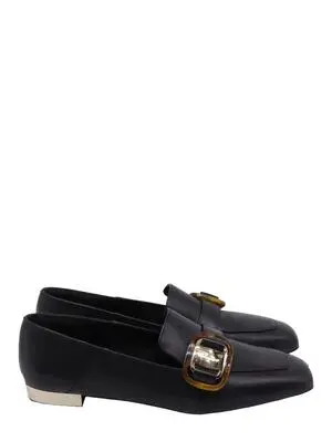 FERRAGAMO Logo Buckled Loafers - Black