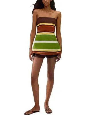 Faithfull The Brand Miel Striped Drawstring Shorts - Brown