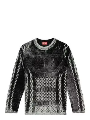 DIESEL® Oval D Cable-knit Sweater - Black