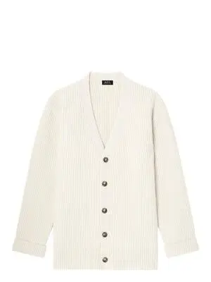 A.p.c. Wool-cashmere V-neck Cardigan - Ecru