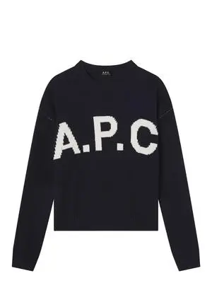 A.p.c. Logo Crew Neck Pullover - Dark Navy Blue