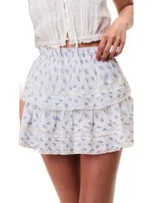 LoveShackFancy Ruffle Mini Skirt - Indigo Cloud