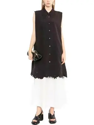 JNBY Floral Embroidered Crinkled Finish Shirt Dress - Black