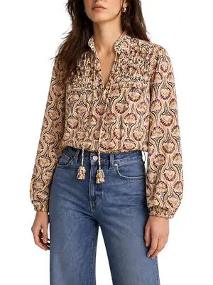 Mint Velvet Floral Print Ruffle Blouse - Brown