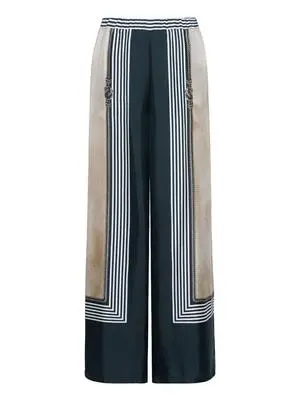 Max Mara Wide-leg Printed Silk Twill Trousers - Ultramarine