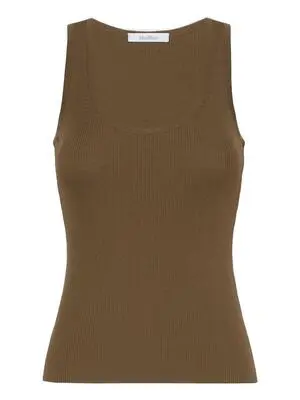 Max Mara Sleeveless Ribbed Viscose Crepe Jumper - Mud
