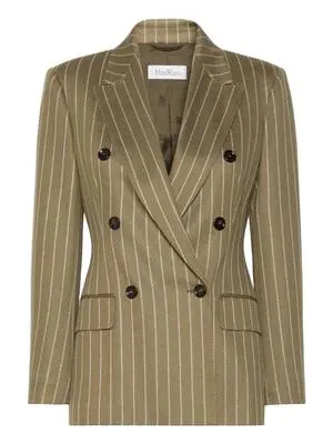 Max Mara Double-breasted Pinstripe Jersey Blazer - Kaki
