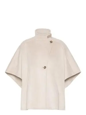 Max Mara Oversized Cape In Cashmere Drap - Stone