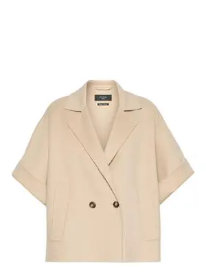 Max Mara Short Wool Broadcloth Coat - Sand