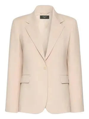 Max Mara Single-breasted Stretch Wool Blazer - Powder