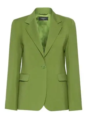 Max Mara Single-breasted Stretch Wool Blazer - Green