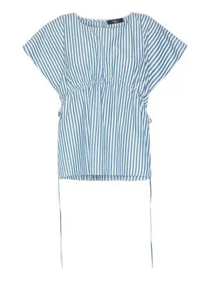 Max Mara Striped Cotton Poplin Blouse - Cornflower Blue