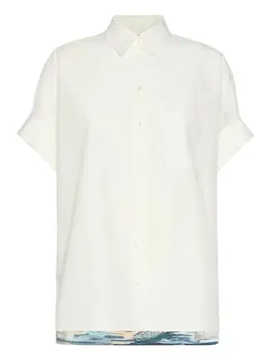 Max Mara Short-sleeved Printed Silk Crepe De Chine Insert Shirt - White