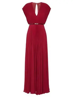Max Mara Long Sable Georgette Dress - Ruby