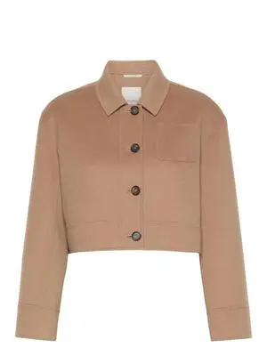 Max Mara Wool Drap Cropped Jacket - Camel