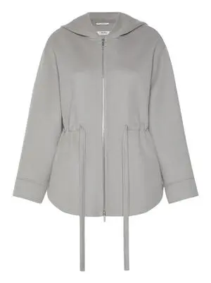 Max Mara Short Hooded Wool Coat - Pearl Grey