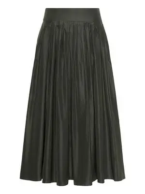Max Mara Taffeta Pleated Maxi Skirt - Dark Green
